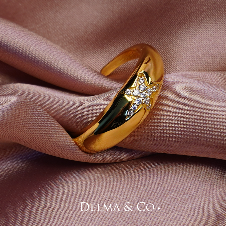 Your North Star Dome Ring with CZs | Waterproof, Tarnish-Free Jewellery | Deema & Co